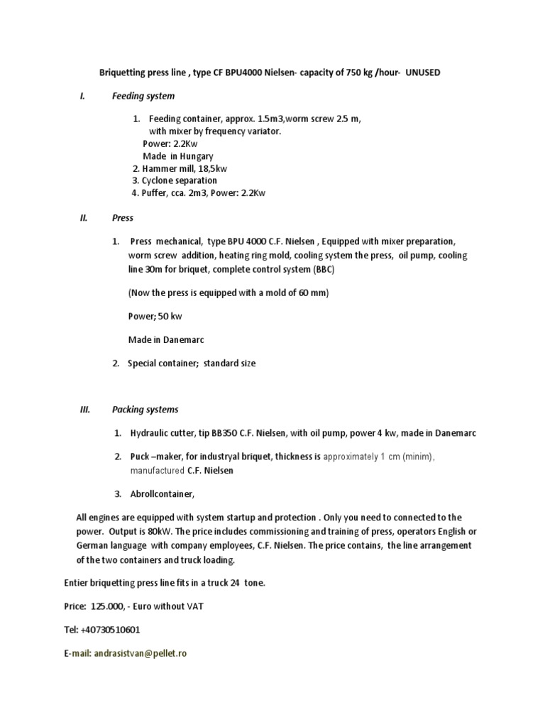 Briquetting Press Lines | PDF