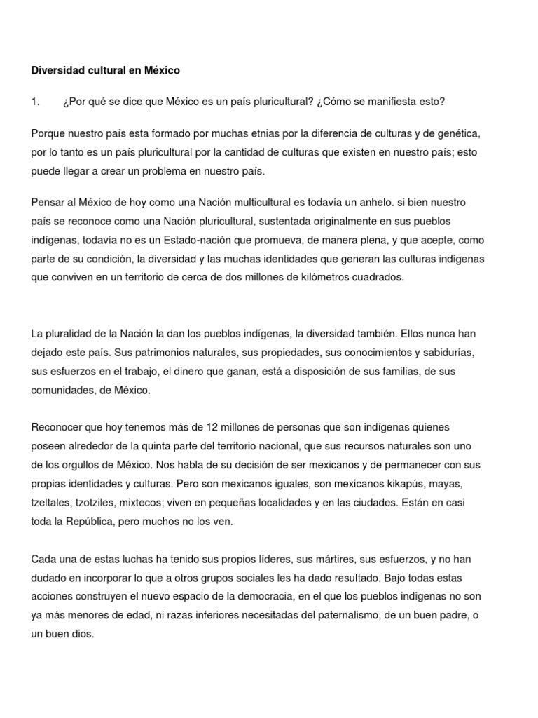 Mexico Diverso | PDF | Multiculturalismo | México