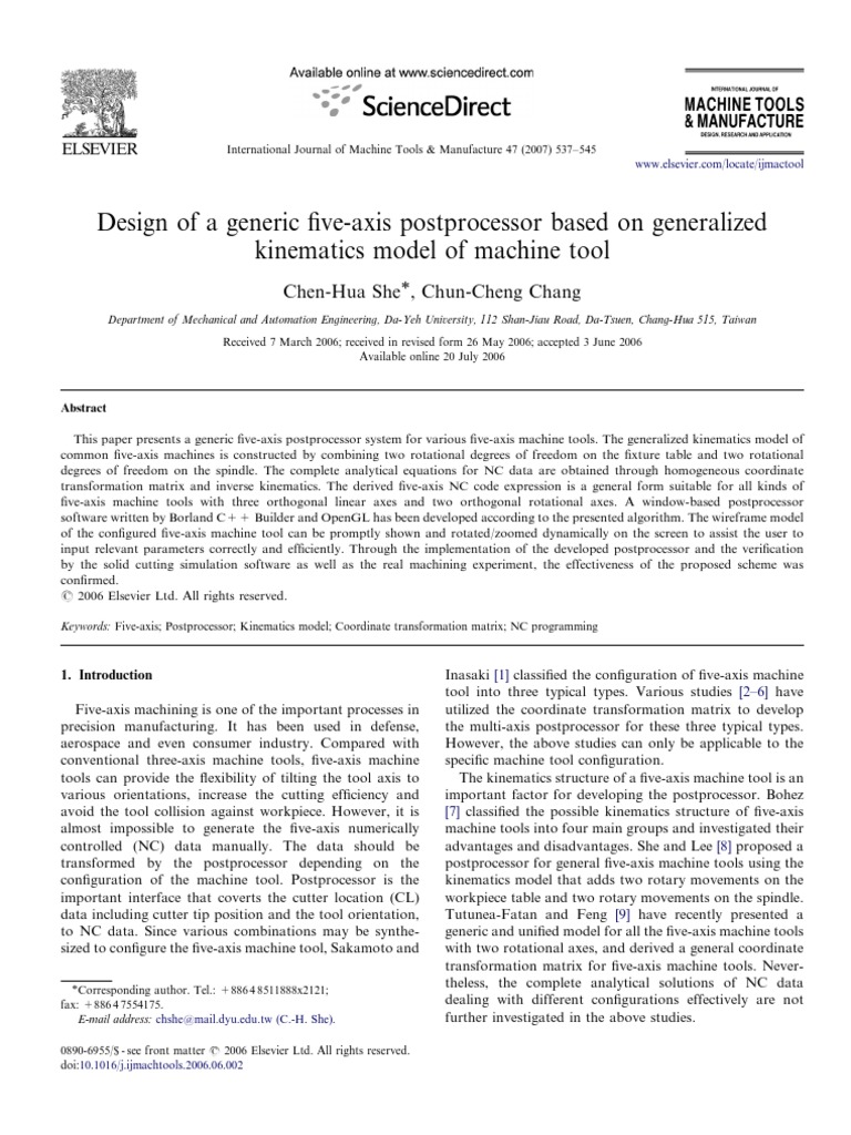 5 Axis Post Processor PDF | PDF | Numerical Control | Machining