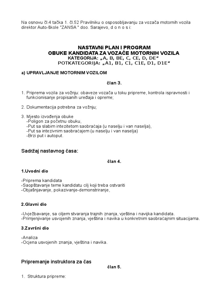 Nastavni Plan I Program-UPRAVLJANJE | PDF