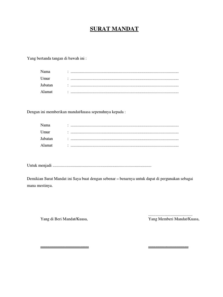 Contoh Surat Mandat | PDF