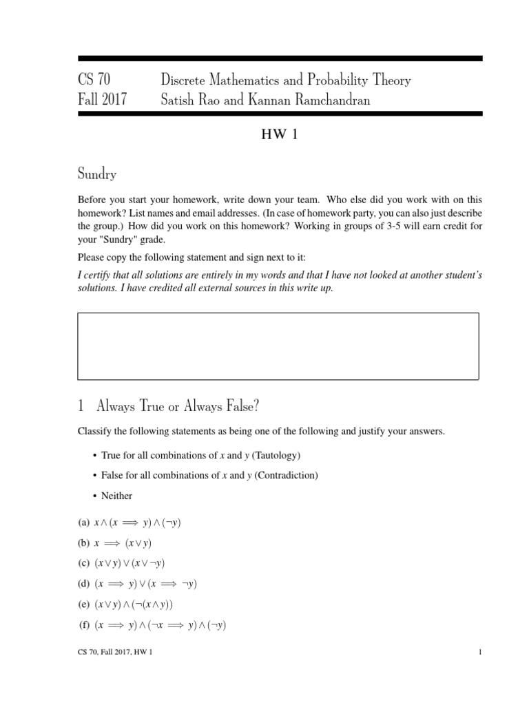 HW 1 Solutions | PDF | Mathematical Logic | Theoretical Computer Science