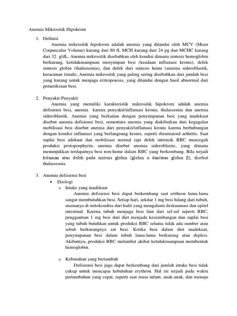 Anemia Mikrositik Hipokrom | PDF