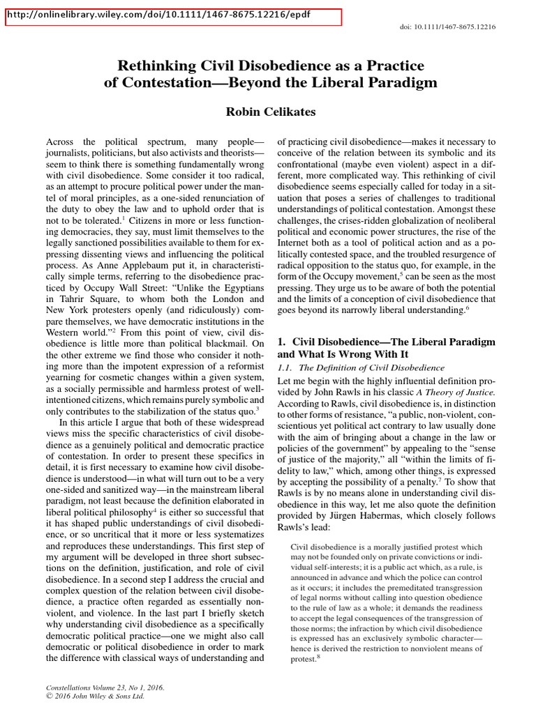 Rethinking Civil Disobedience As A Pract | PDF | Civil Disobedience ...