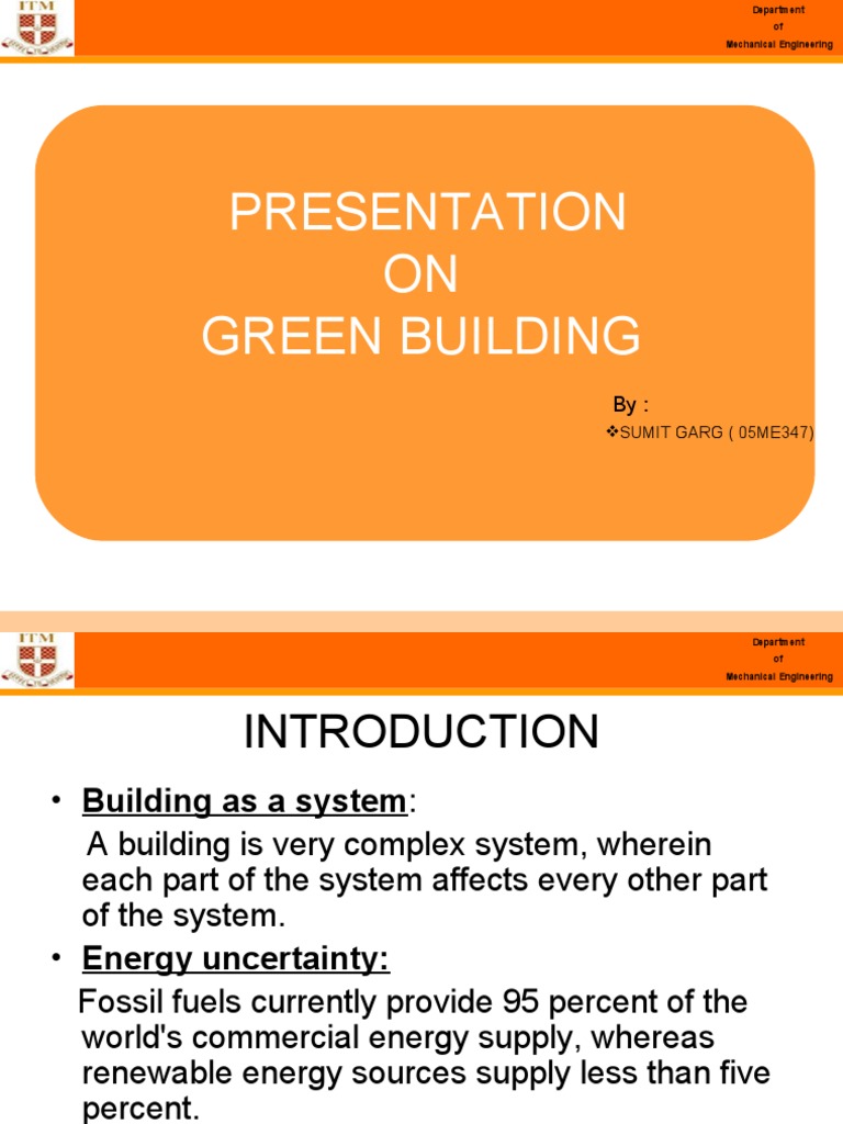 Green Building Presentation on Energy Efficiency in Buildings | PDF ...