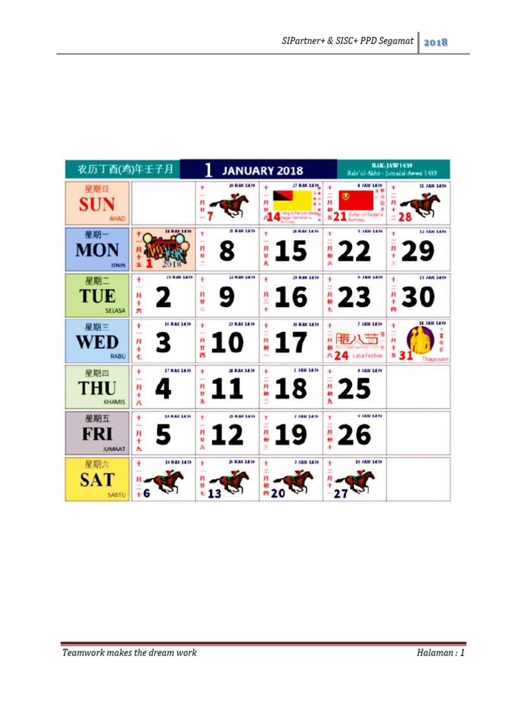Kalendar Kuda 2018 | PDF