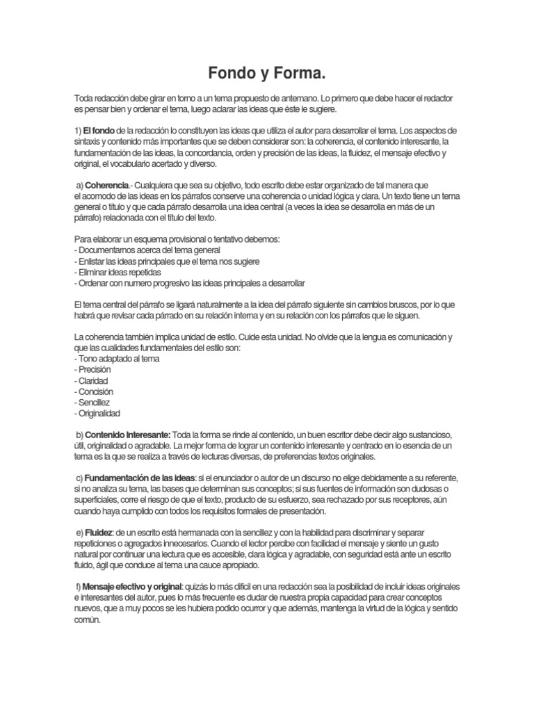 Fondo y Forma | PDF | Coma | Lectura (proceso)