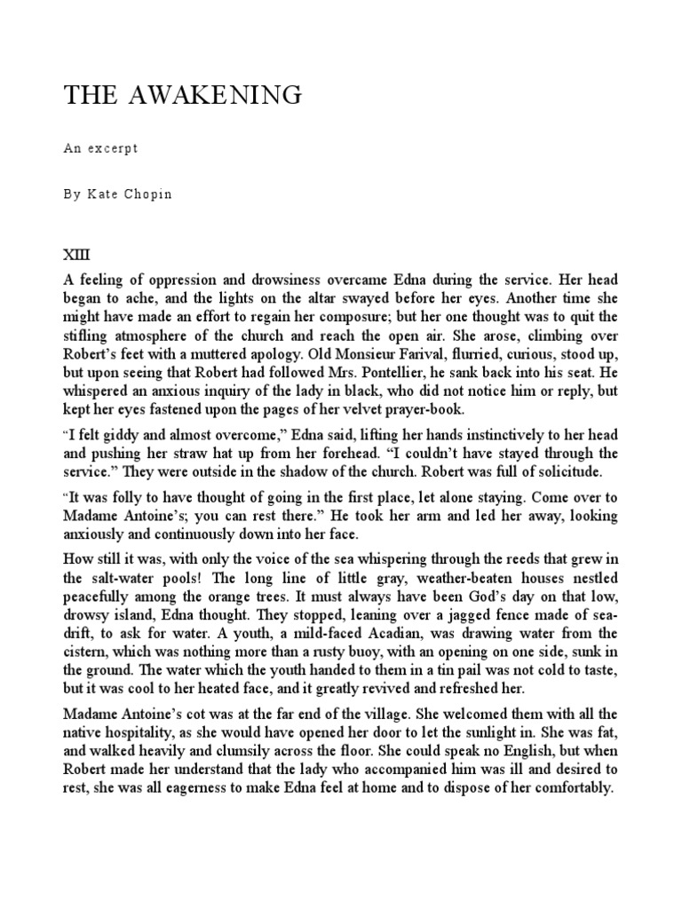 Edna's Awakening at Madame Antoine's | PDF | The Awakening (Chopin Novel)
