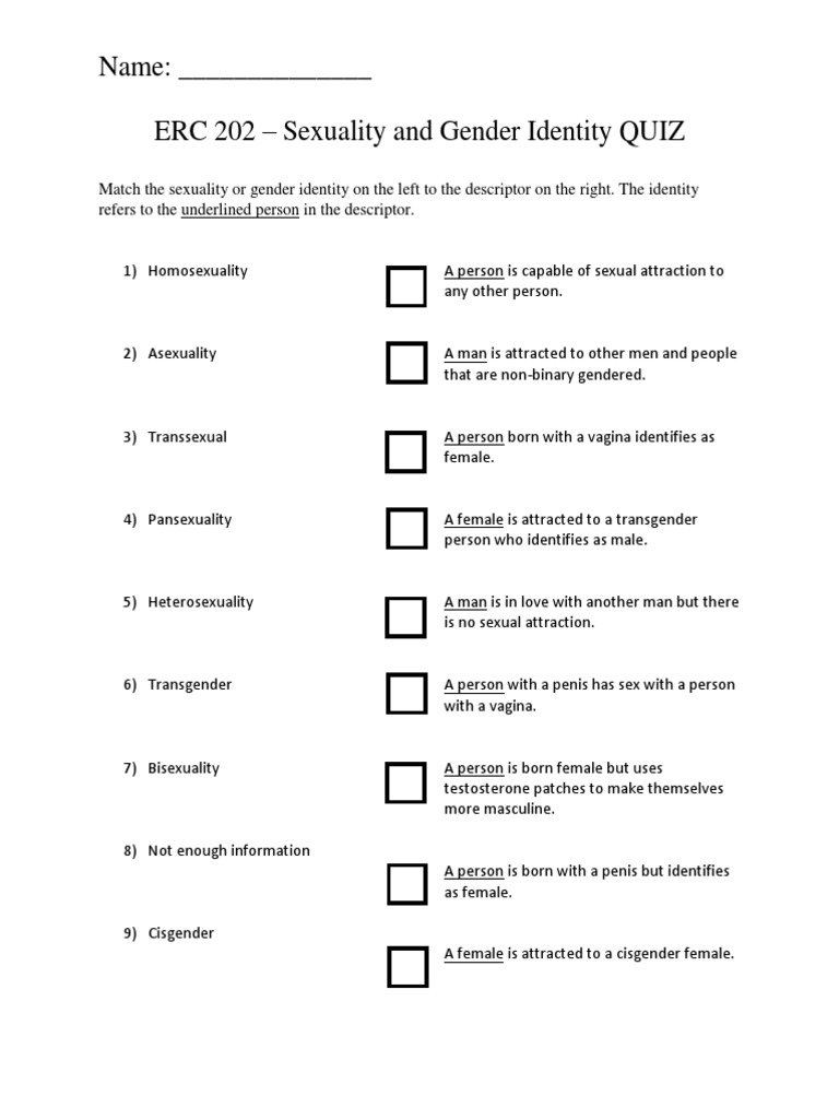 Sexual and Gender Identity Quiz | PDF