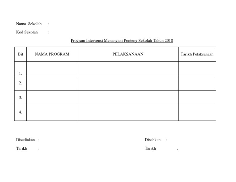Program Intervensi Menangani Ponteng Sekolah 2018 | PDF