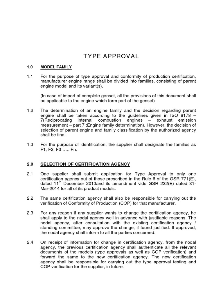 Type Approval Procedure | Download Free PDF | Specification (Technical Standard) | Verification ...