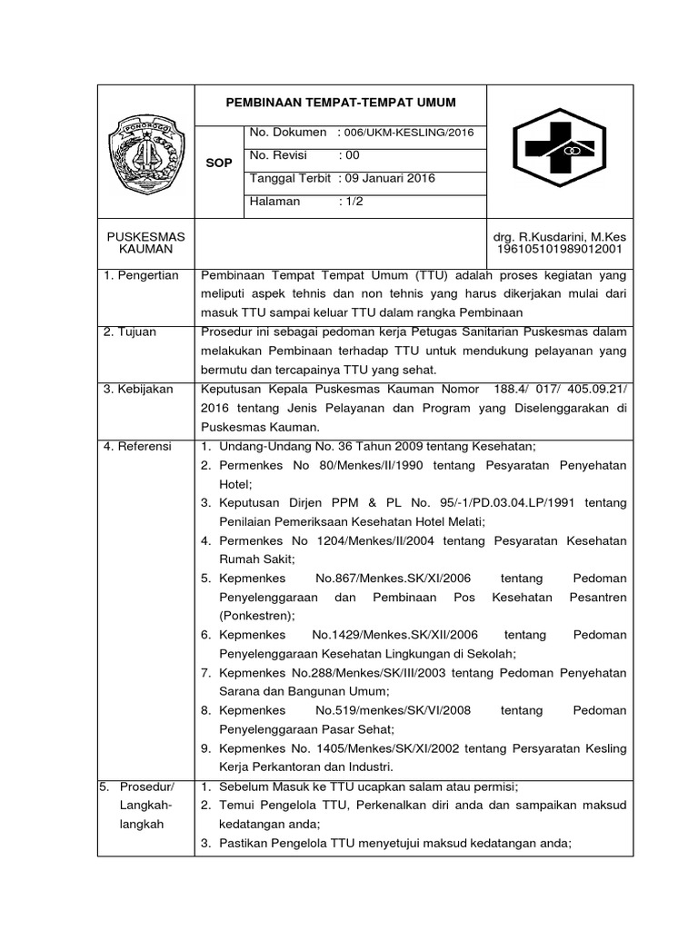 6 Sop Pengawasan Dan Pembinaan Ttu | PDF