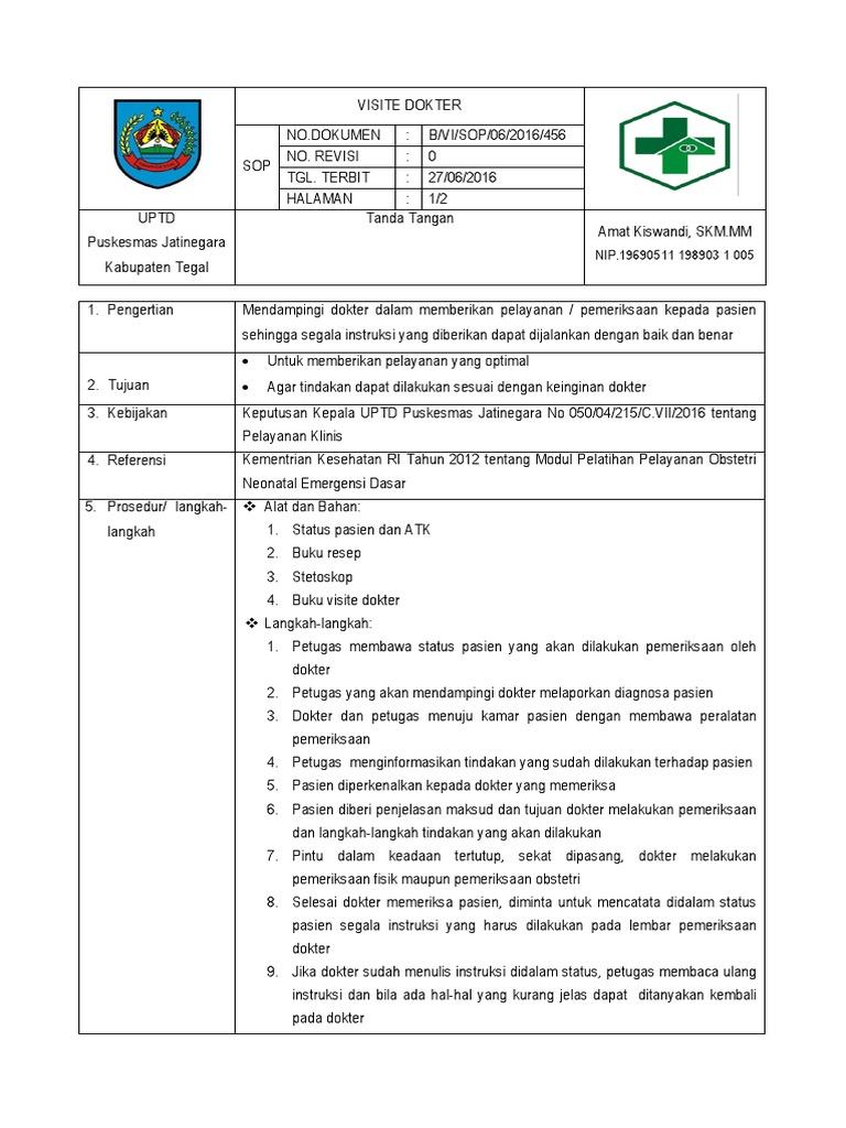 Sop Visite Dokter | PDF