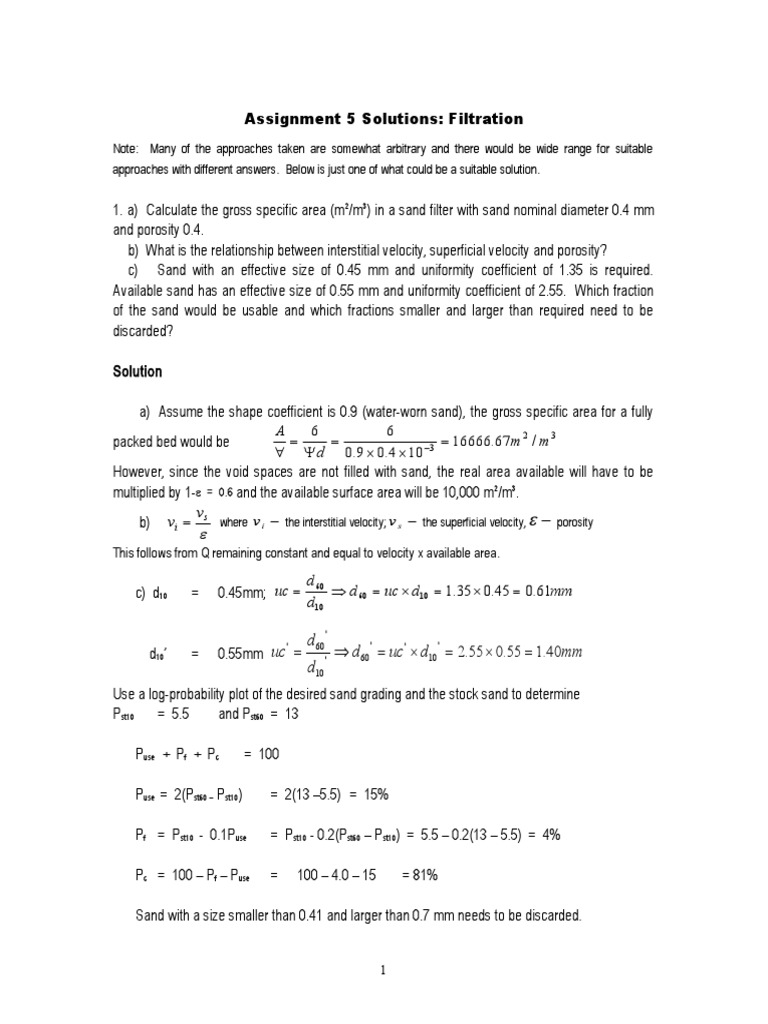Assignment 5 Solns | PDF | Filtration | Porosity