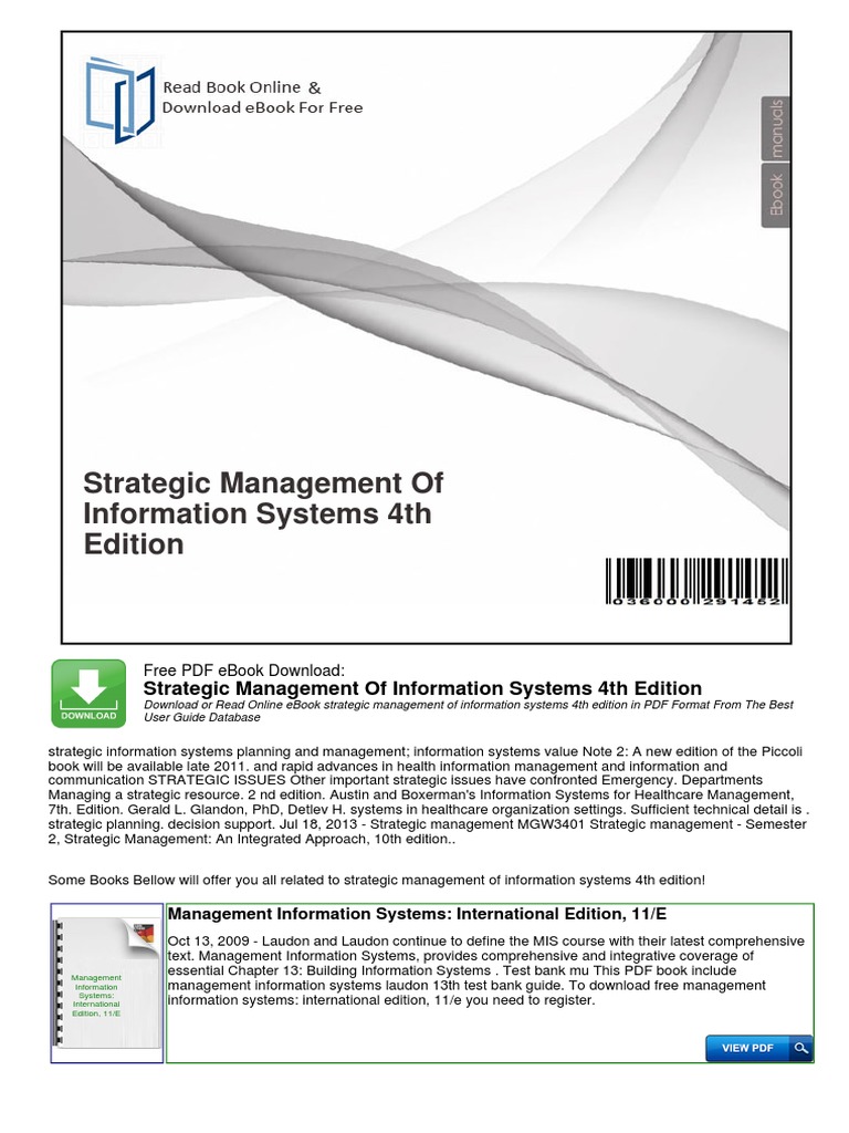 PDF Strategic Management of Information Systems 4th Edition | PDF ...