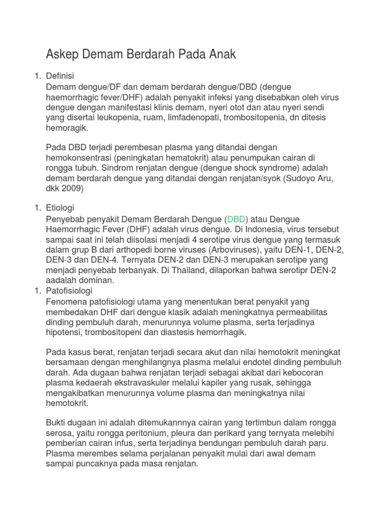 Askep Demam Berdarah Pada Anak | PDF | Kesehatan Holistik | Sains & Matematika
