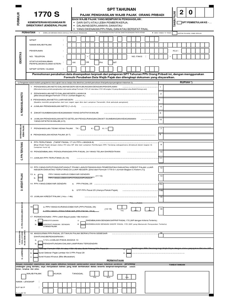 Formulir SPT 1770 S | PDF