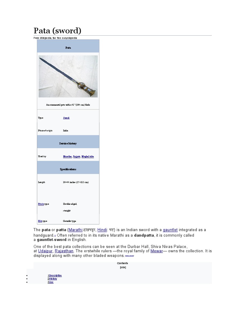 Pata | PDF | Melee Weapons | Personal Weapons