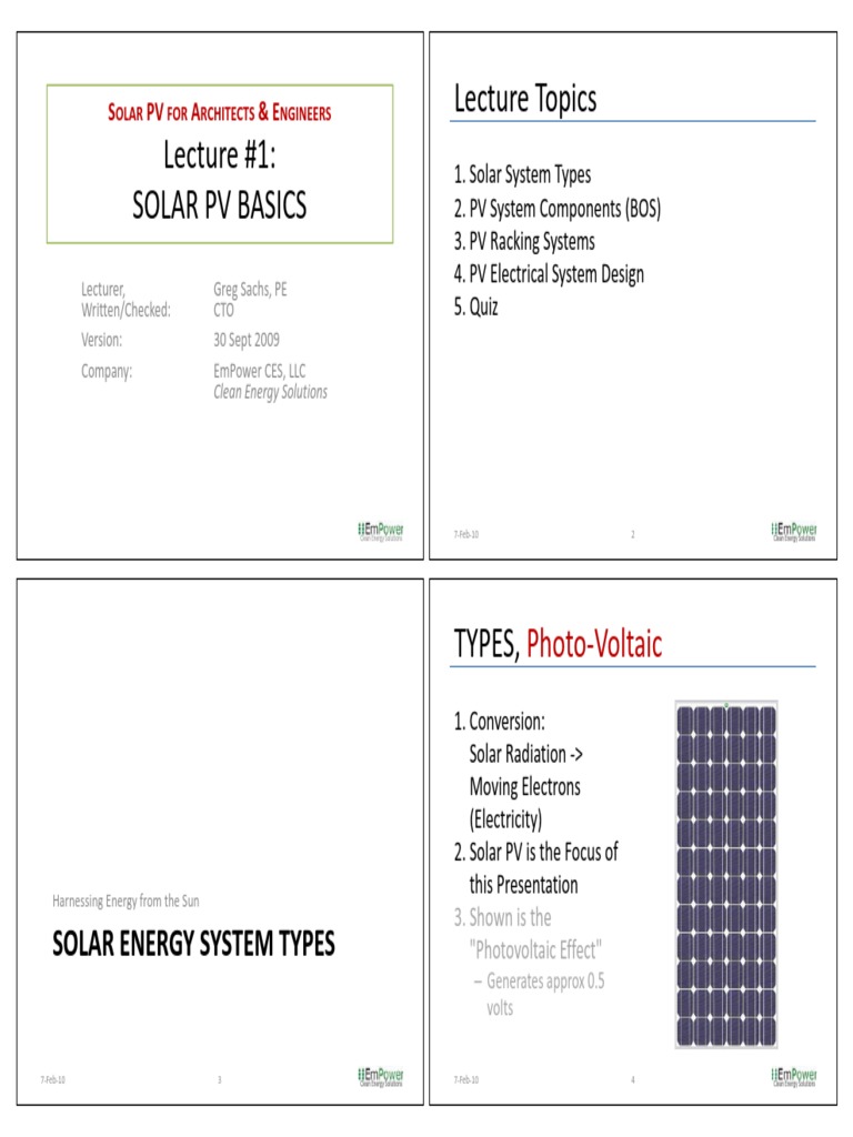 Solar PV Basics PDF | PDF | Power Inverter | Photovoltaics