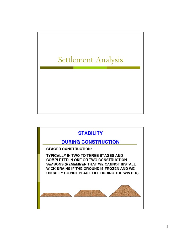 Settlement Analysis Stability During Construction Pdf