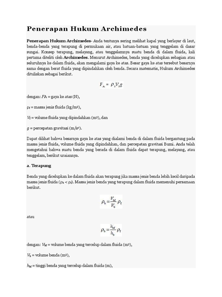 Penerapan Hukum Archimedes | PDF