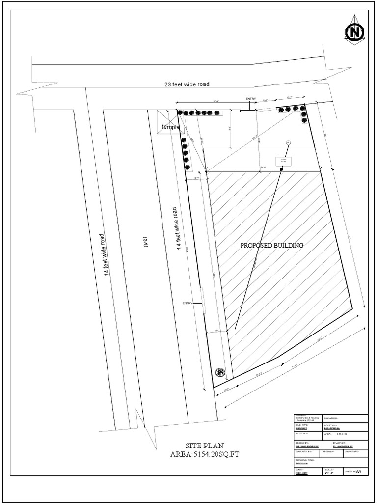 23 Feet Wide Road: Site Plan AREA:5154.20SQ - FT | PDF