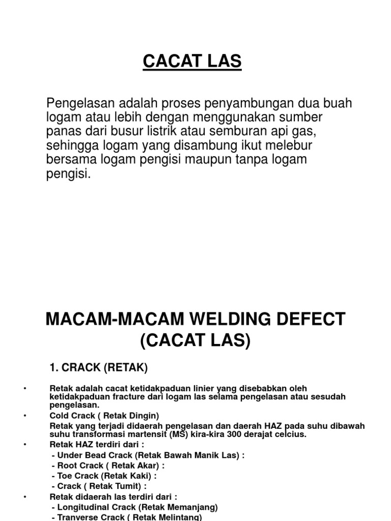 Jenis dan Perbaikan Cacat Las | PDF
