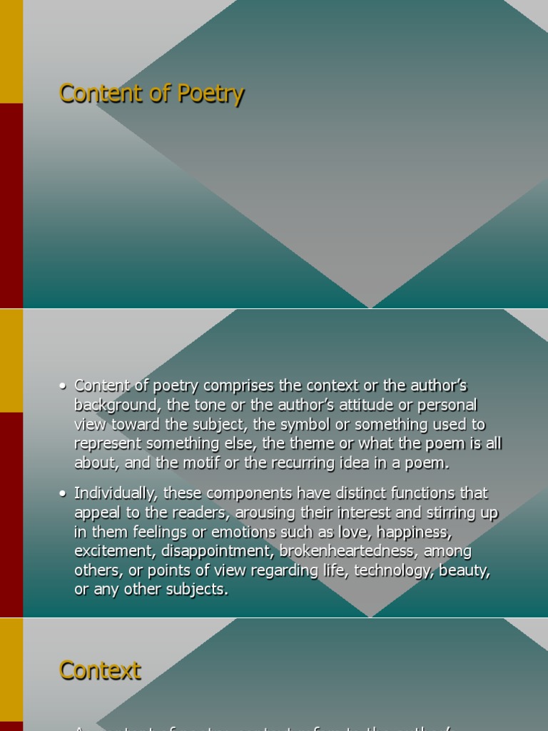 Analyzing the Key Elements of Poetry: Context, Tone, Symbol, Theme, and ...