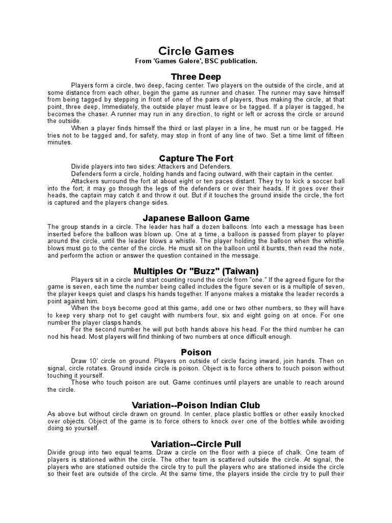 Circle Games: Three Deep | PDF | Sports | Leisure