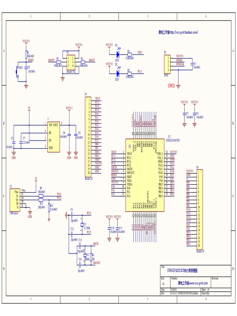 STM32F103C8T6 Schematic PDF | PDF | Computing And Information ...