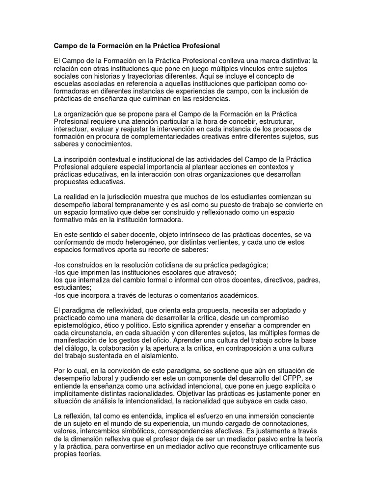 Formación en Práctica Docente Profesional | PDF | Maestros | Institución