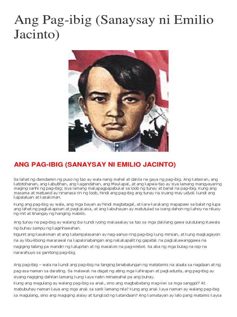 Ang Pag-Ibig Ni Jacinto Sanaysay | PDF