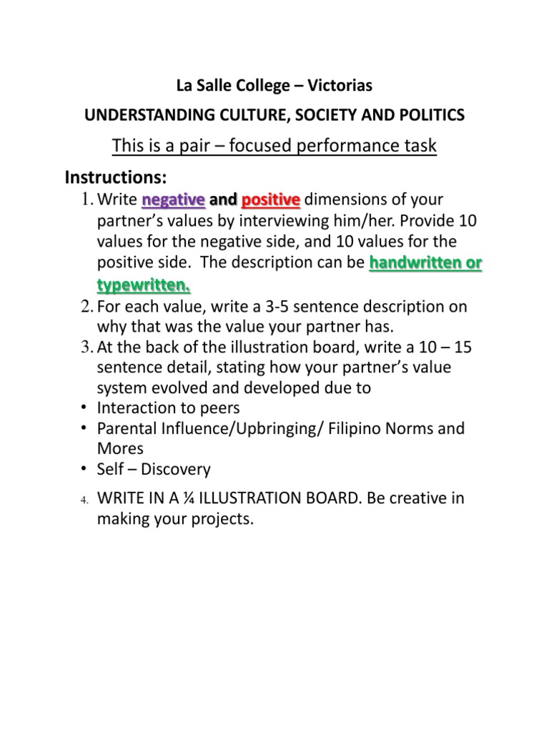 Student Values Exploration Task | PDF