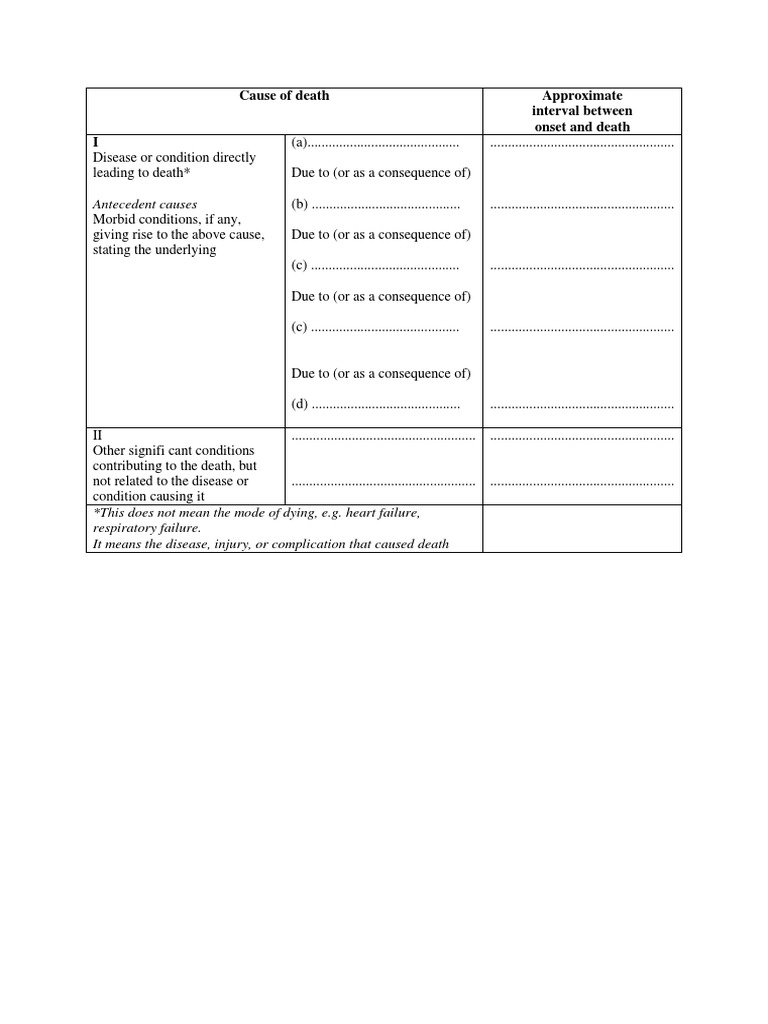 Antecedent Causes of Death Explained | PDF | Human Diseases And ...