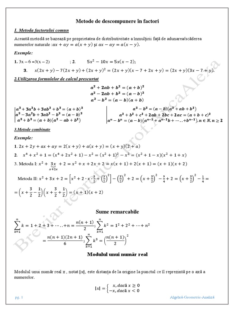 Breviar Teoretic Bac PDF | PDF