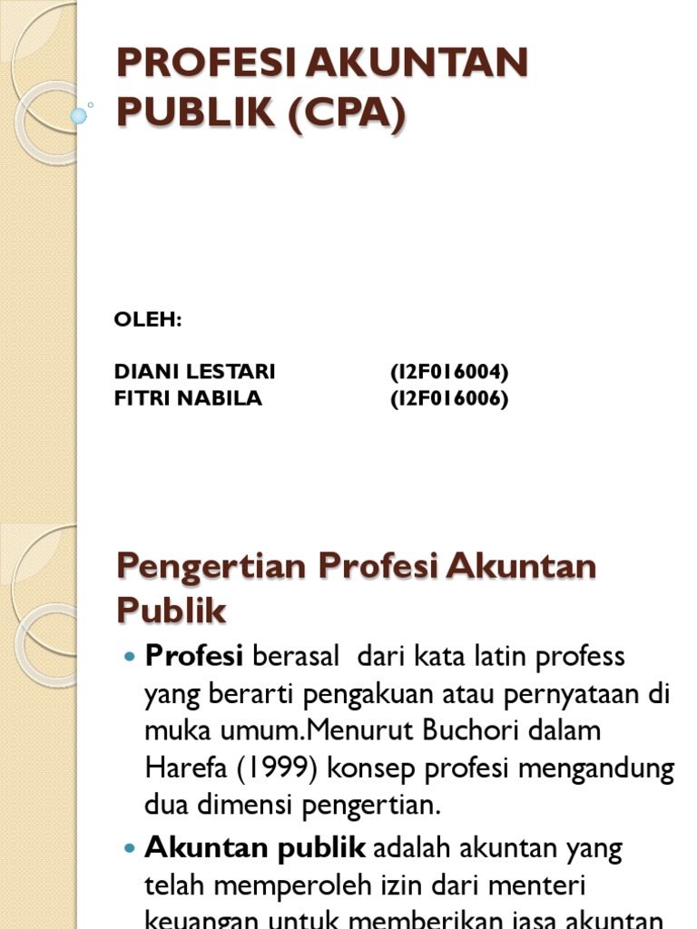 Profesi Akuntan Publik (Cpa) | PDF