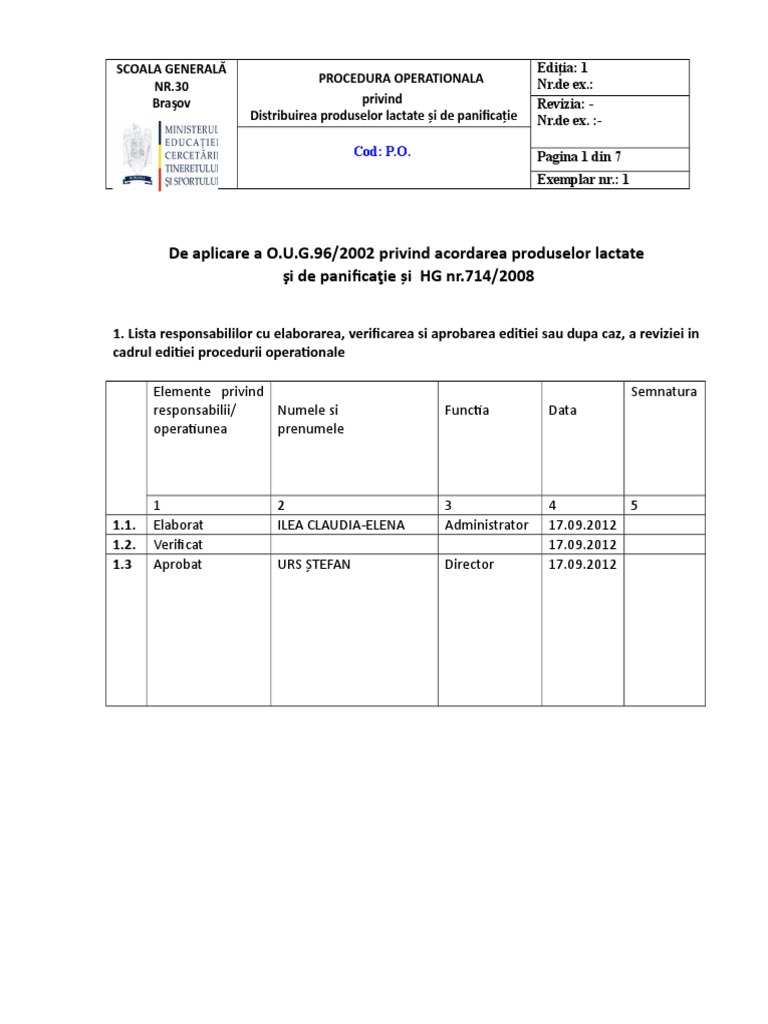 PROCEDURA Distributie Corn Si Lapte.doc