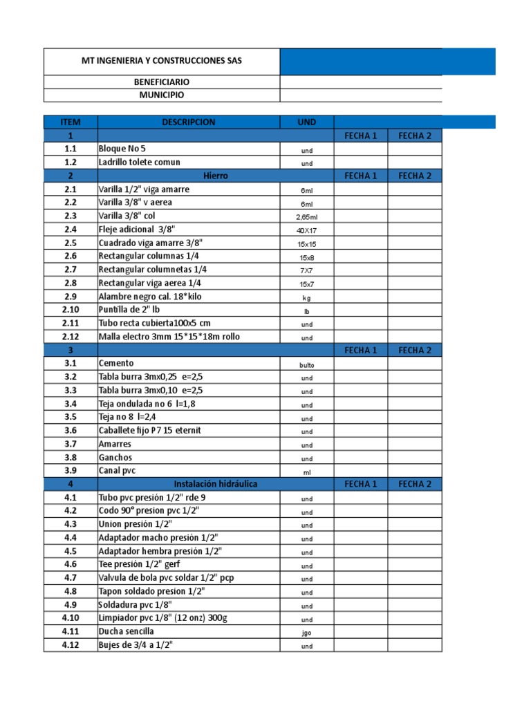 Formato Control de Material | PDF | Ingeniería mecánica | Materiales de ...