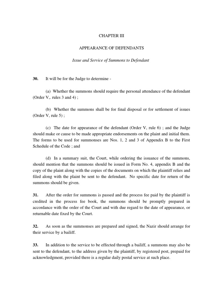 Issue and Service of Summons to Defendant | Summons | Service Of Process