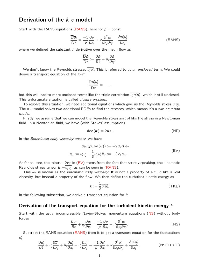 Derivation of The K Epsilon Model | Viscosity | Turbulence