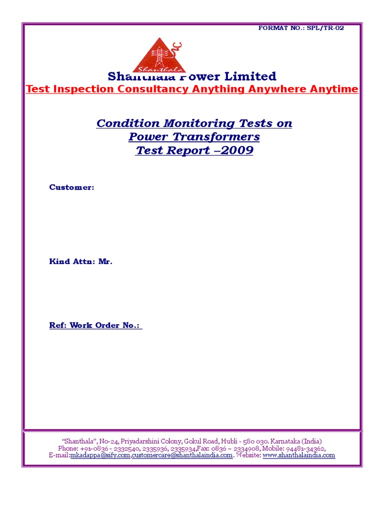 Transformer Test Report | PDF | Transformer | Capacitor