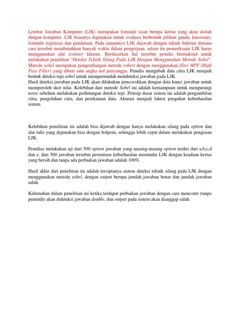 Deteksi Silang LJK Metode Sobel | PDF | Komputer
