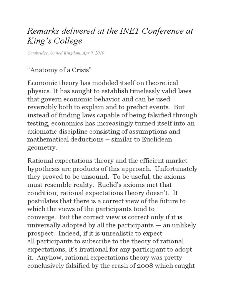 Reflexivity Concept-George Soros | PDF | Economic Bubble | Axiom