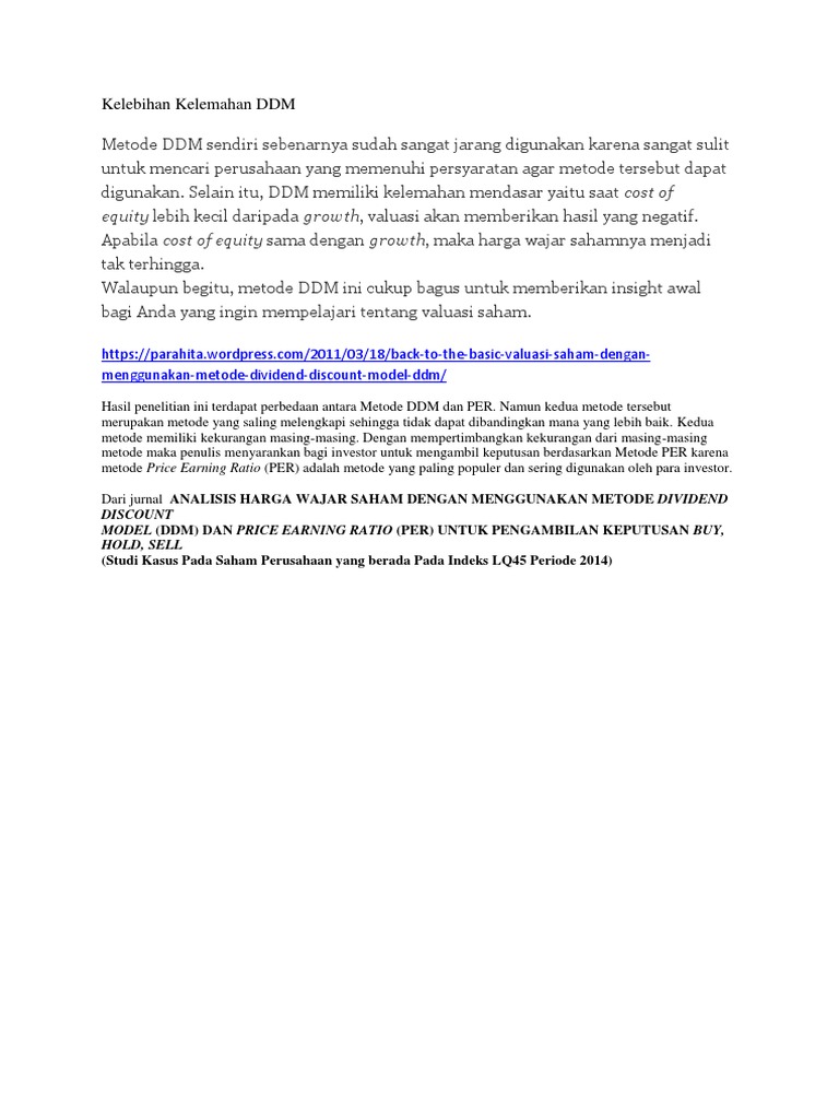Kelebihan dan Kelemahan DDM | PDF | Bisnis