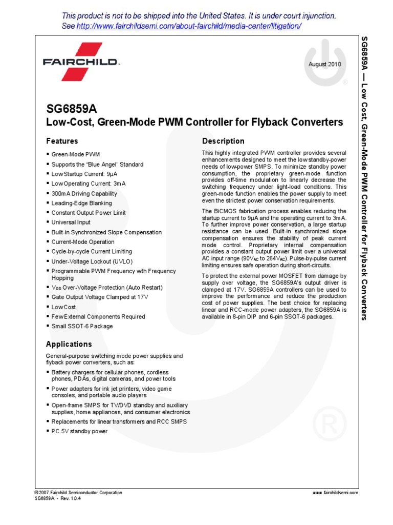 Low-Cost, Green-Mode PWM Controller For Flyback Converters: Features Description | PDF | Power ...