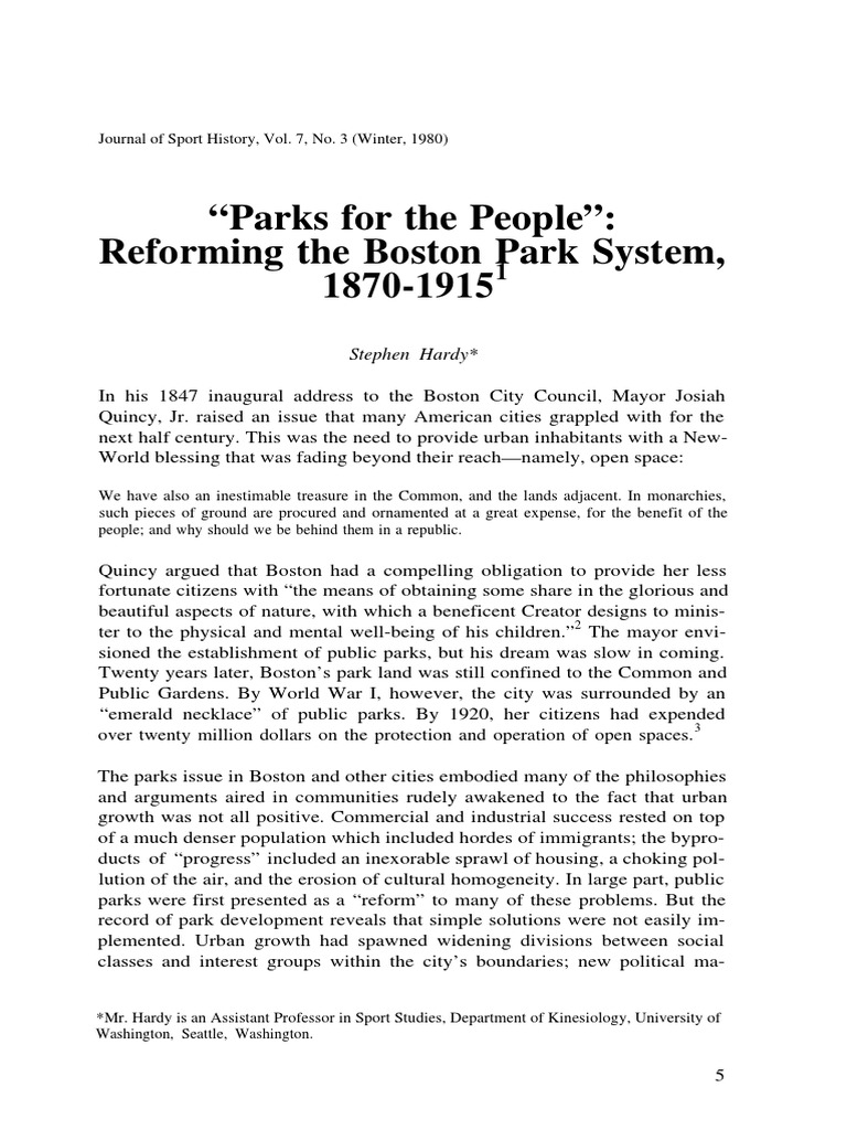 Hardy, "Parks For The People": Reforming The Boston Park System, 1870 ...
