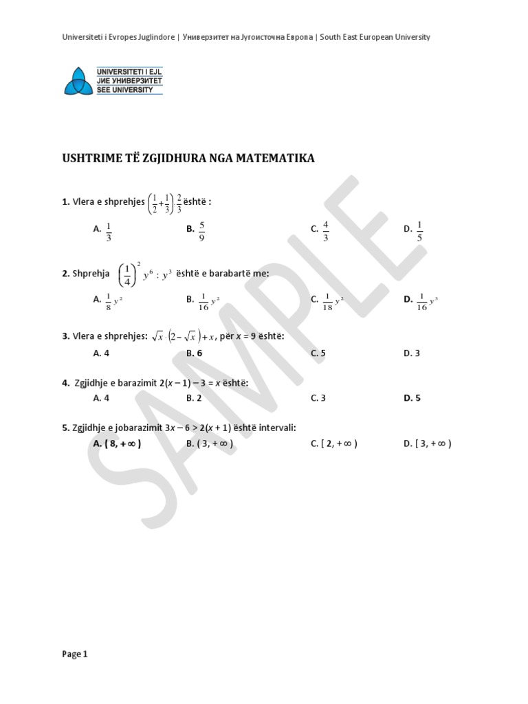 CST BE Math Shqip Sample PDF | PDF