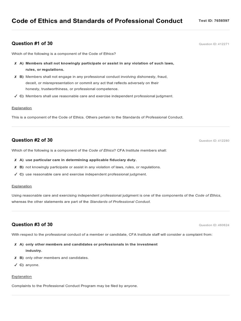 01 Code of Ethics and Standards of Professional Conduct | Download Free ...