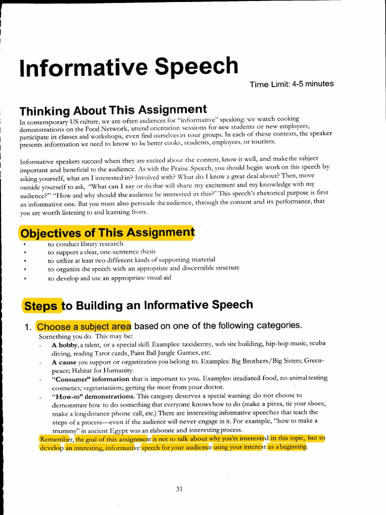 Structuring an Informative Speech | PDF | Public Speaking | Wellness