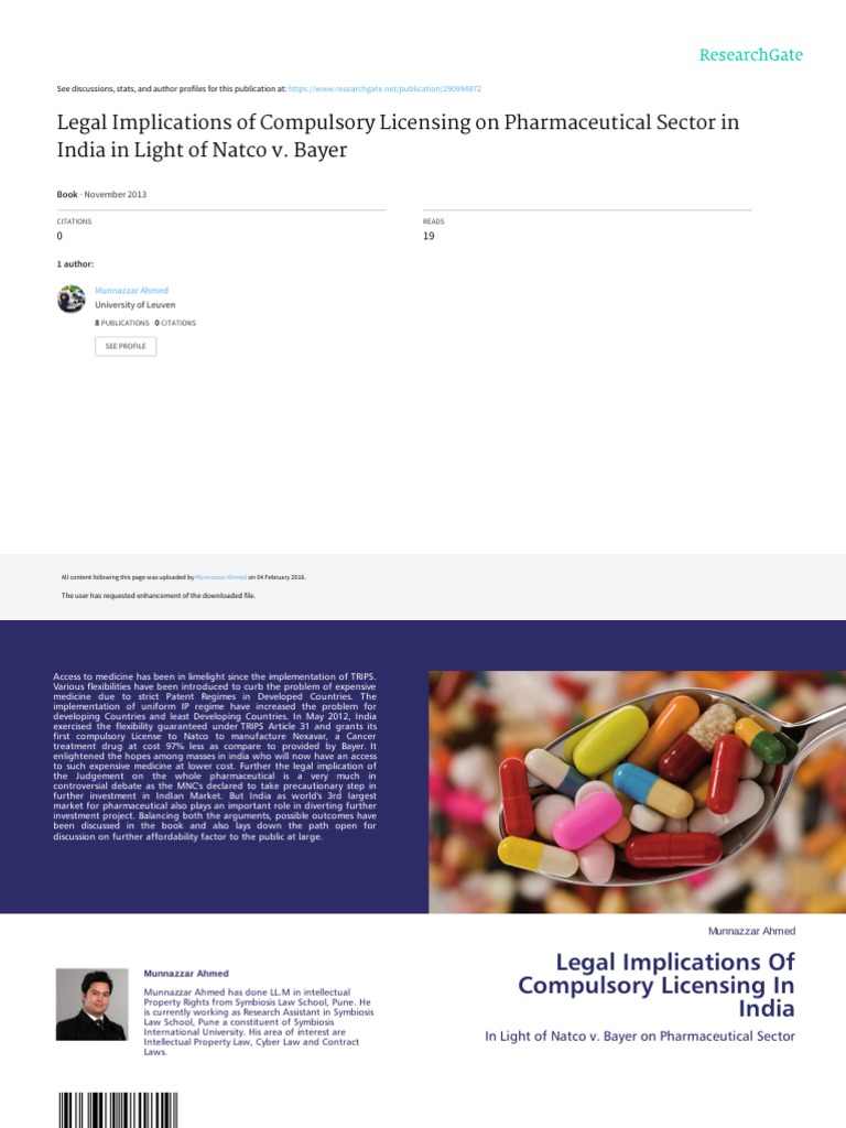 Legal Implications of Compulsory Licensing On Pharmaceutical Sector in ...